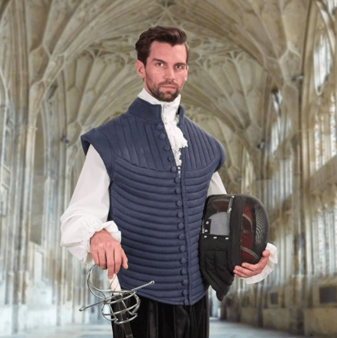 Dueling Doublet - mens steel blue quilted doublet