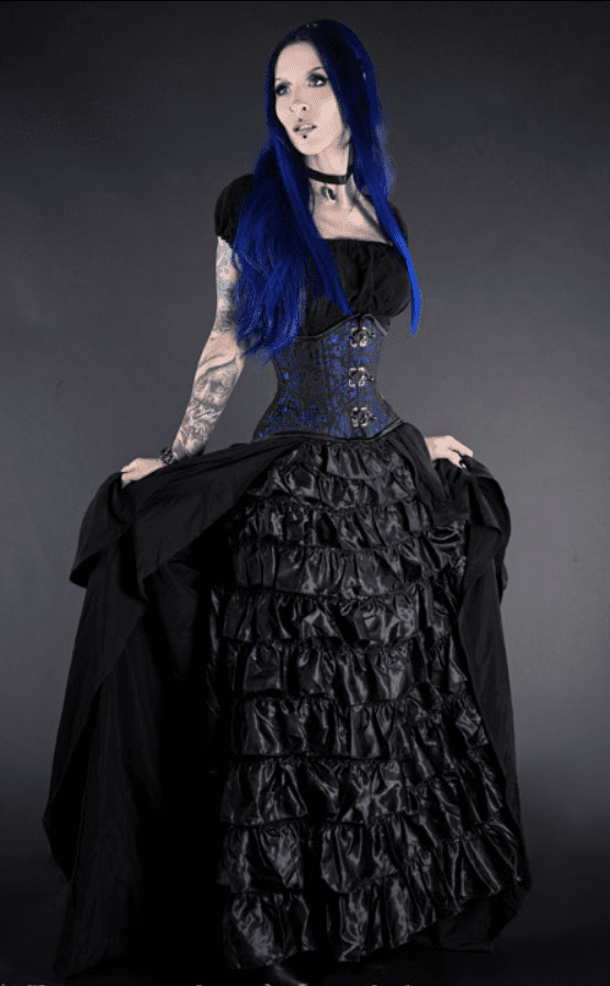 Gray Victorian Gothic Steampunk Medieval Corset Ruffle Gothic