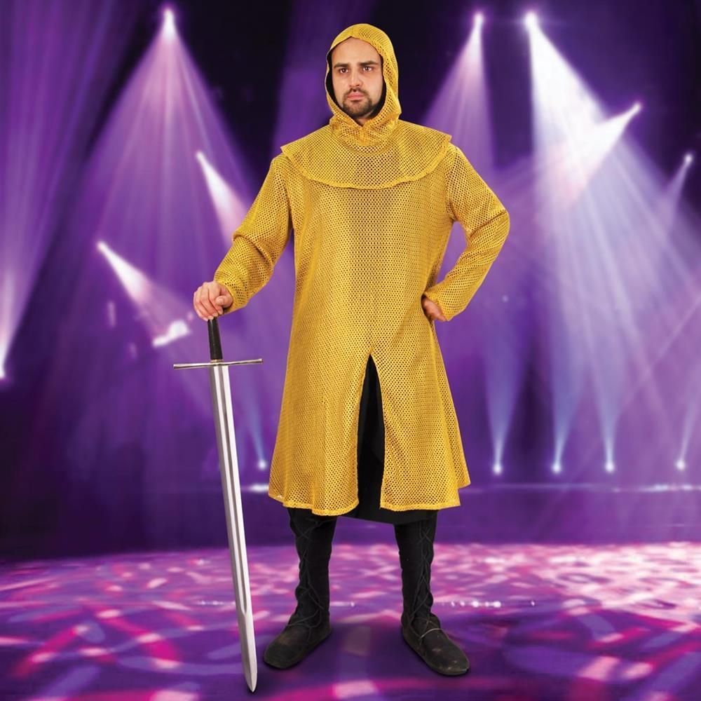 Faux Mail Tunic, Mantle and Coif Ensemble, silver or gold