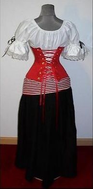 First Mate Under-bust Corset Set - renaissance pirate costume