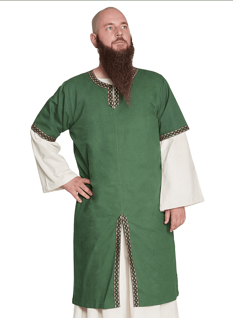 The noble medieval tunic Gernot is richly decorated with golden border