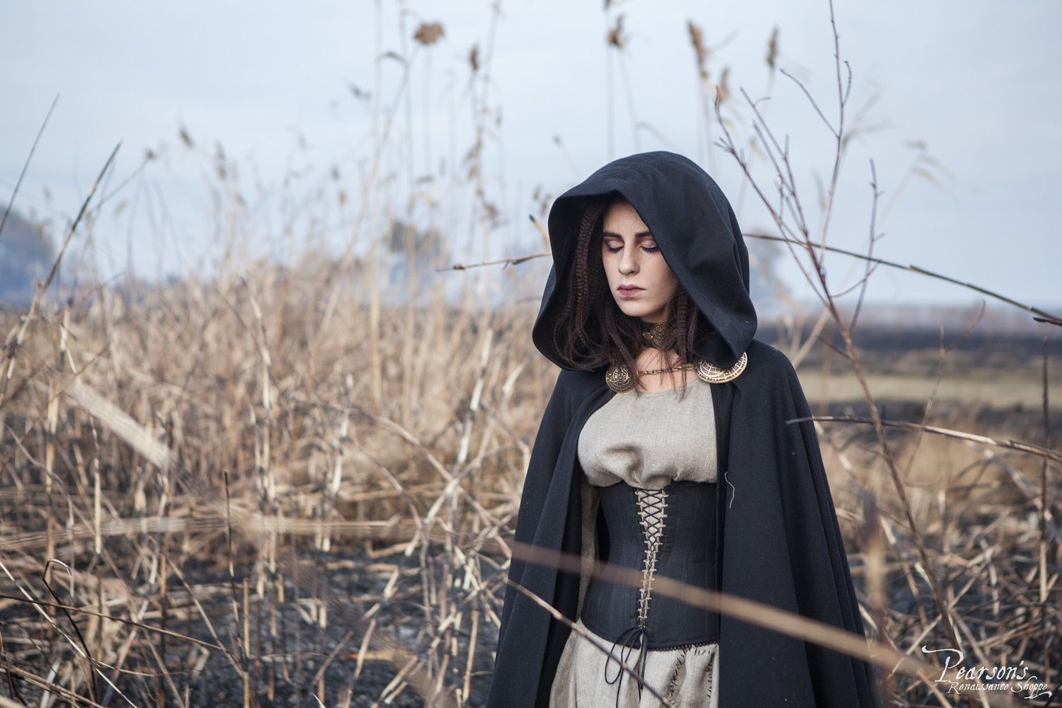 Halloween Cloak Woolen black dramatic cloak with hood