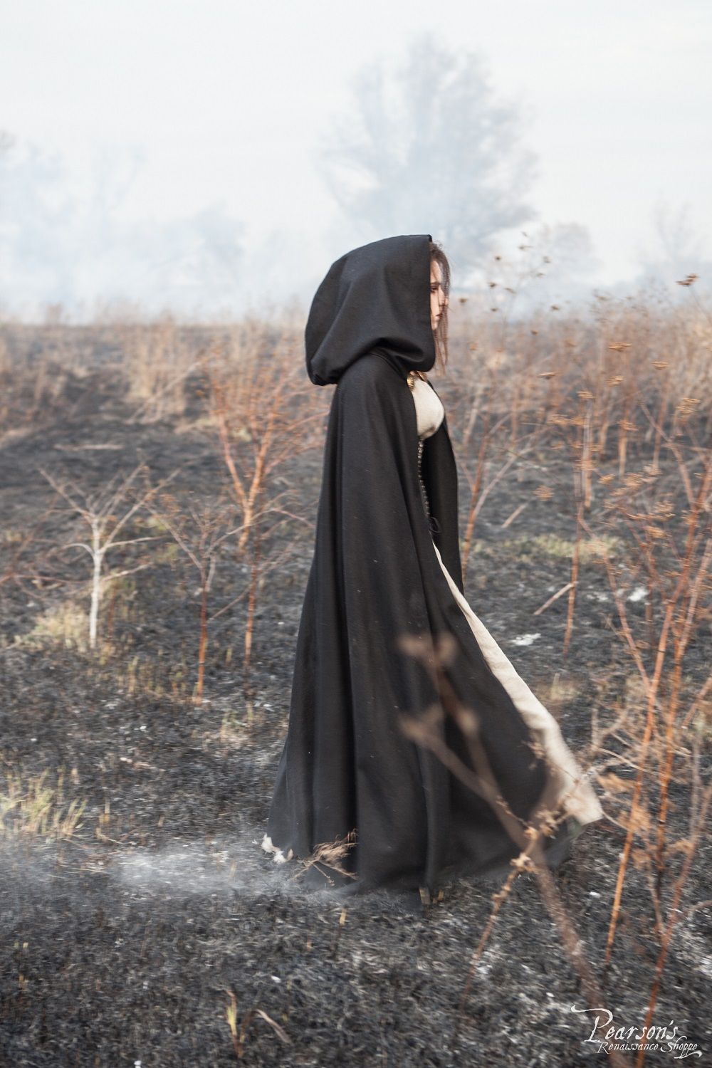 Halloween Cloak Woolen black dramatic cloak with hood