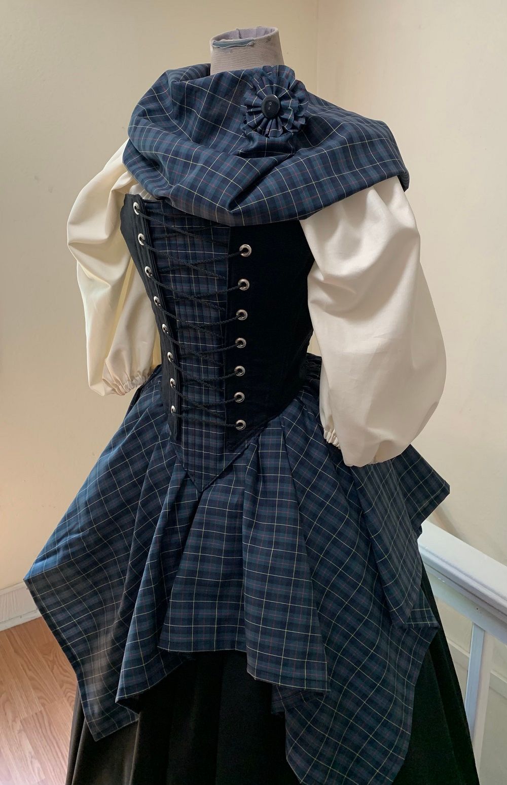 Highland Plaid Lass beautiful blue plaid complete bodice set.