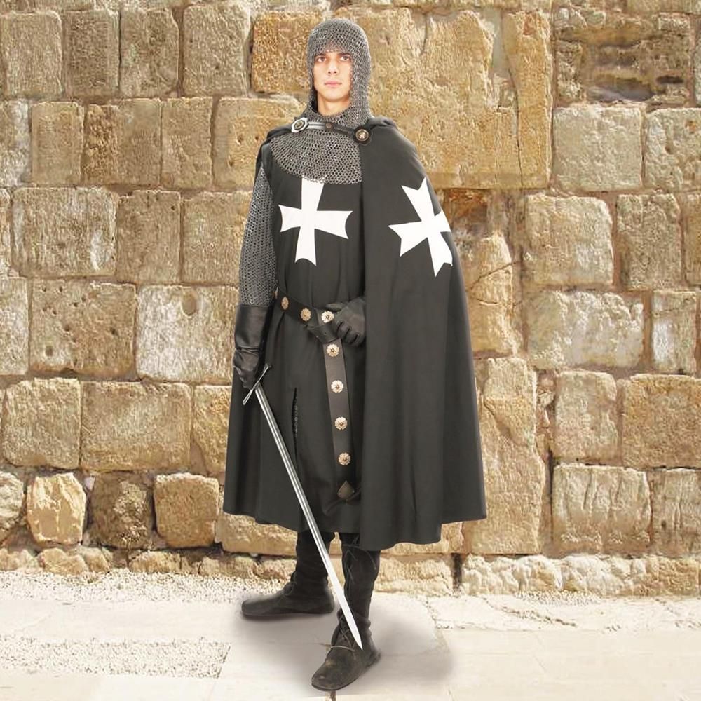 Black Cotton Hospitaller Hooded Cape