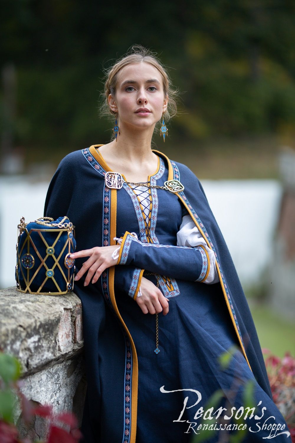 Wool Cloak “Key Keeper” with Trim and Velvet Accents