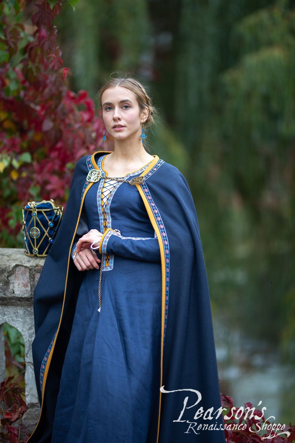 Wool Cloak “Key Keeper” with Trim and Velvet Accents