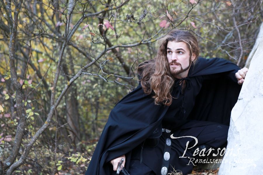 Medieval Black Cotton Cloak "On Watch"