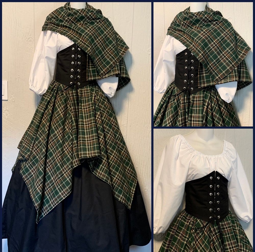 Plaid Fantasy Waist Cincher Set