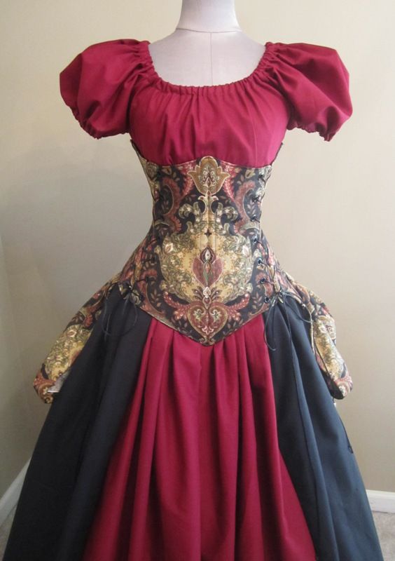 Scandalous Lady Set Under-bust Corset Set - renaissance faire clothing
