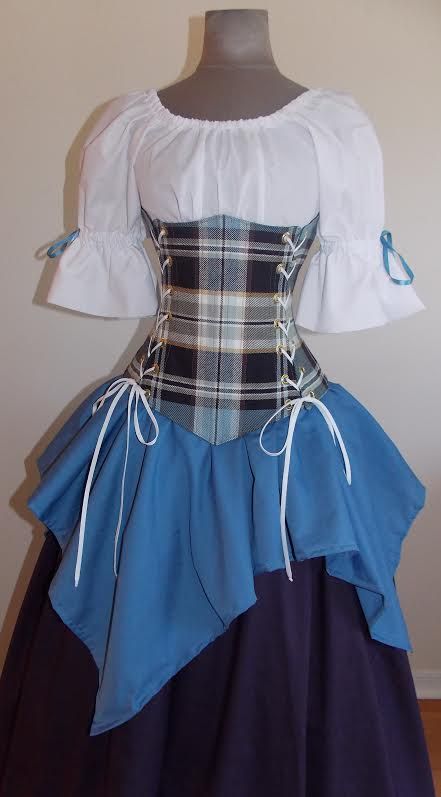 Scottish Plaid Highland Lass Ensemble renaissance clothing, corset set