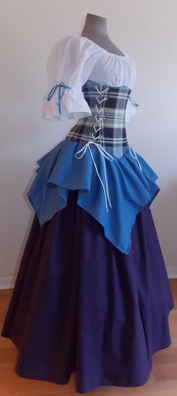 Scottish Plaid Highland Lass Ensemble renaissance clothing, corset set