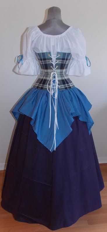 Scottish Plaid Highland Lass Ensemble renaissance clothing, corset set