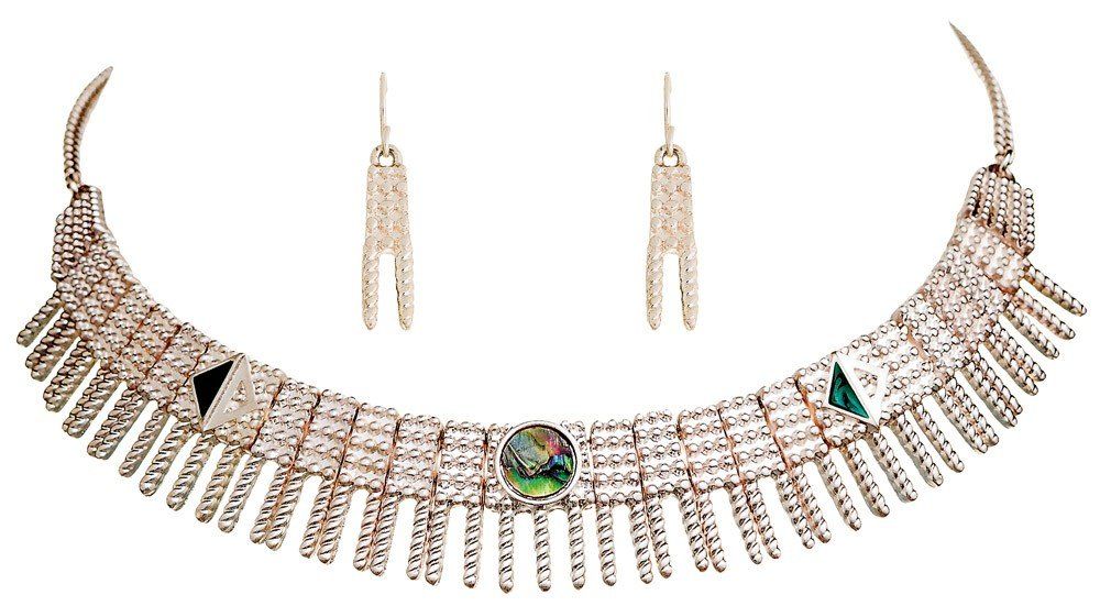 Silver Shell Choker Necklace & Earring Set