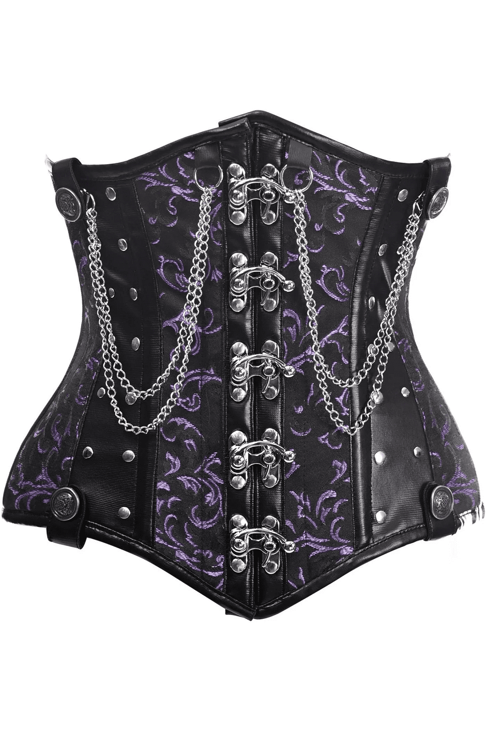 Steampunk Steel Boned Underbust Corset w/Chains and Clasps