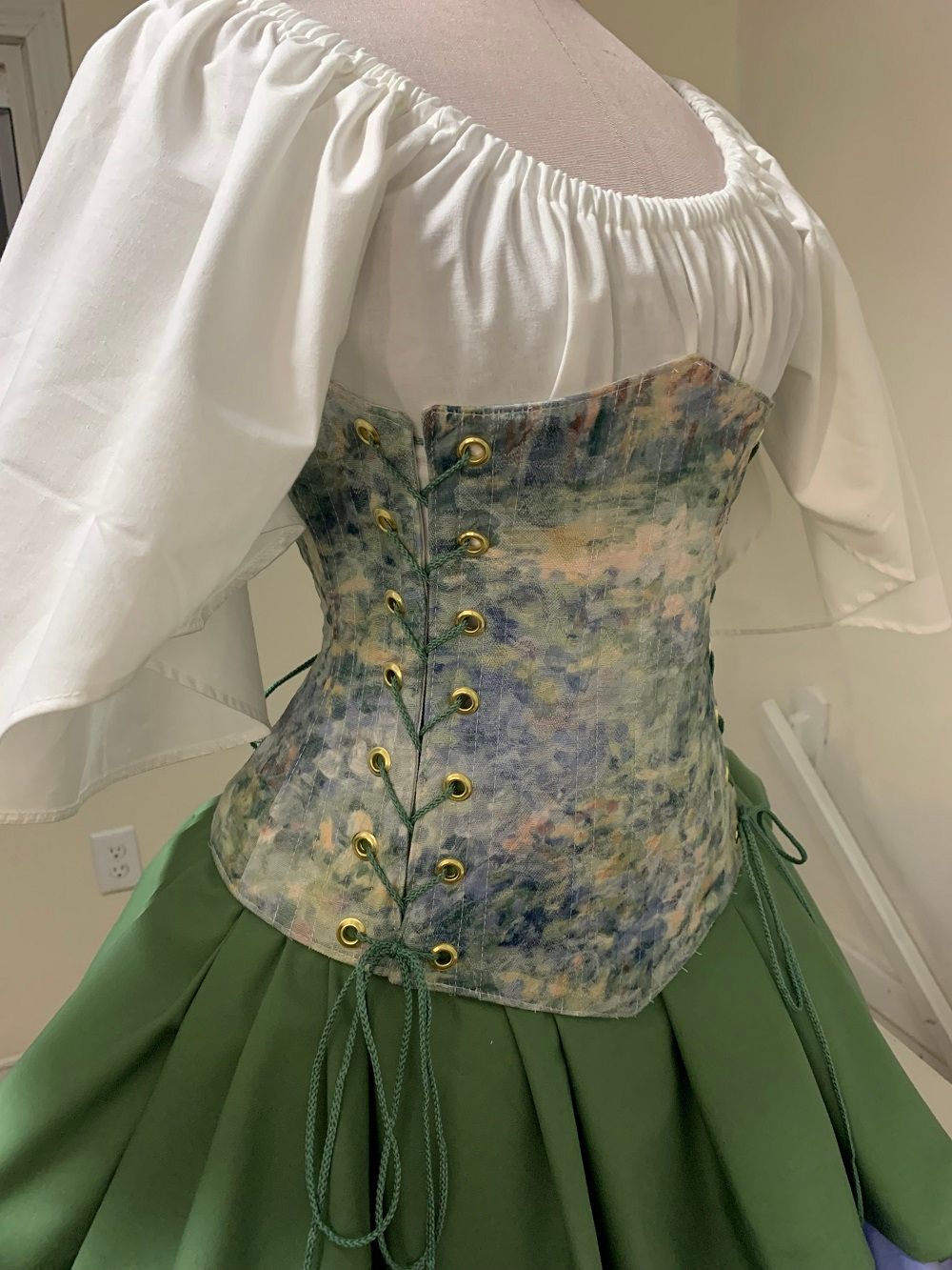 Water Garden Maiden five piece underbust corset set.