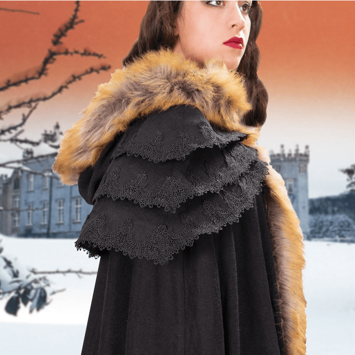 Winters Ridge Faux Fur Trimmed Cloak