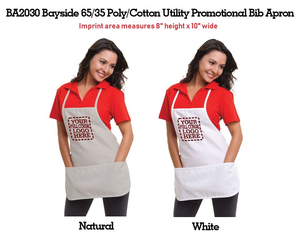 Bayside Utility Promotional Bib Apron 21" Custom Printed