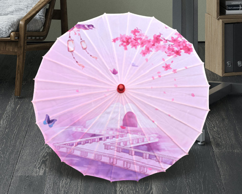Rainproof Oiled Paper Parasol Umbrellas, Sun Parasols 33"