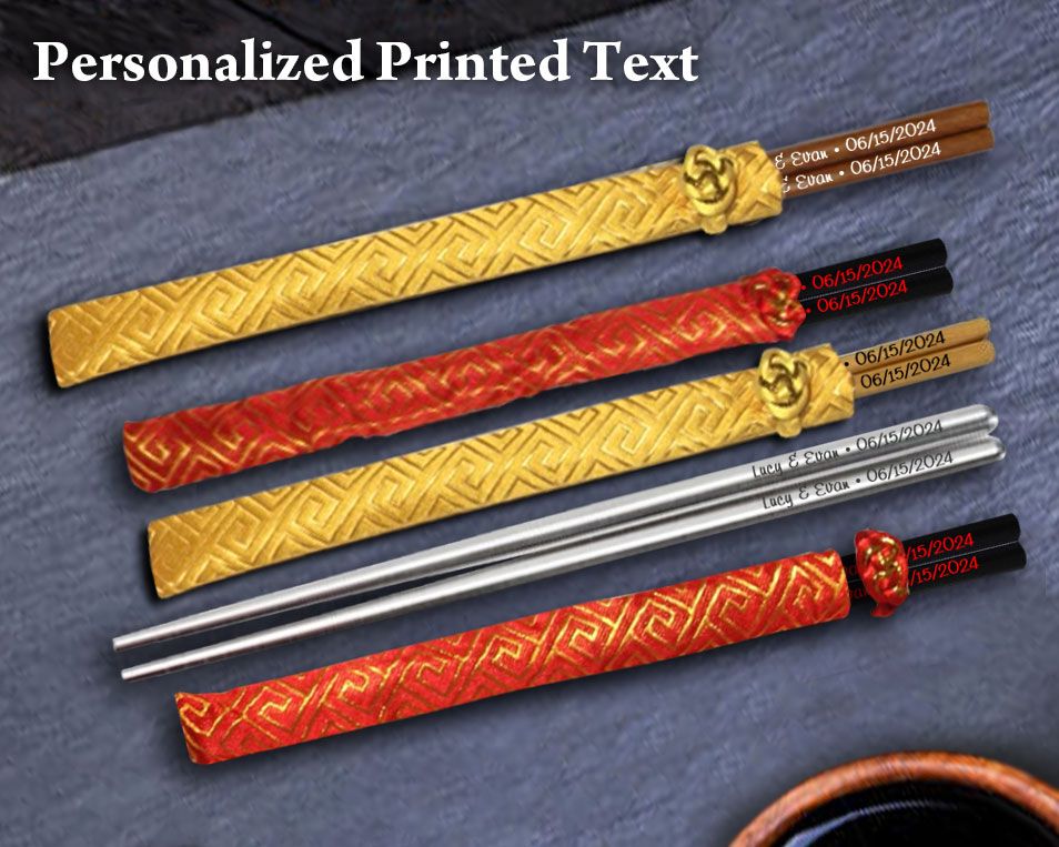 Personalized Chopsticks with Silk Sleeves (Set of 6)