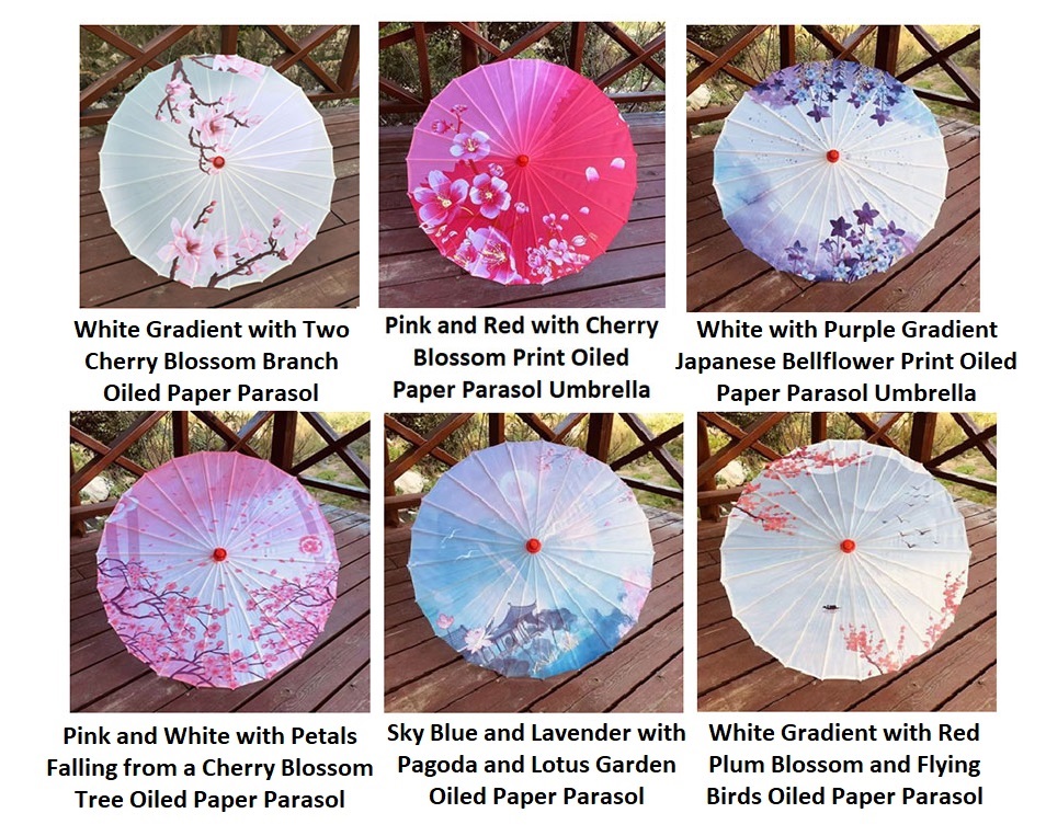 Rainproof Oiled Paper Parasol Umbrellas, Sun Parasols 33"