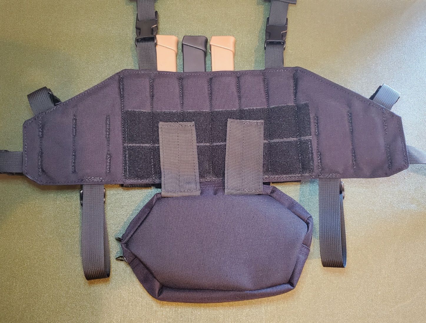 Back view, attached to chest rig