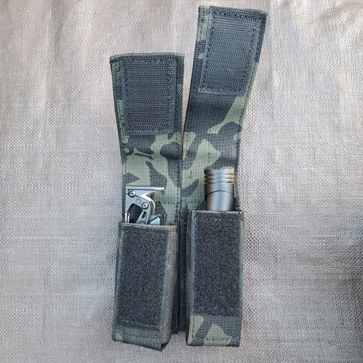 Black Multicam Flash Light and Multitool Pouch MOLLE