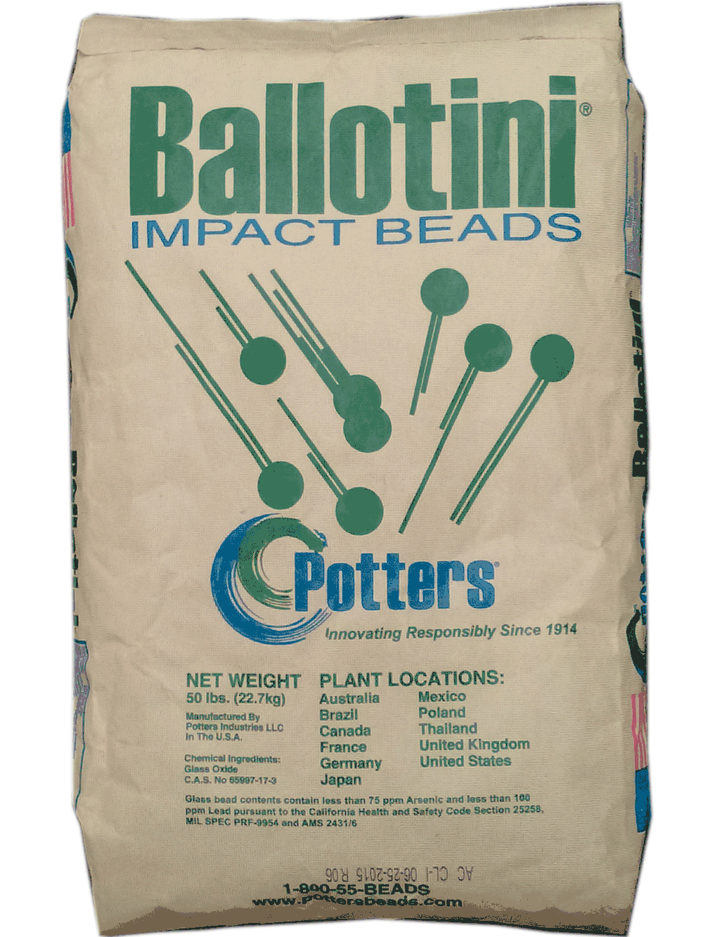 Glass Bead Blast Media, AC (60-120 Sieve Size) 50 lb Bag