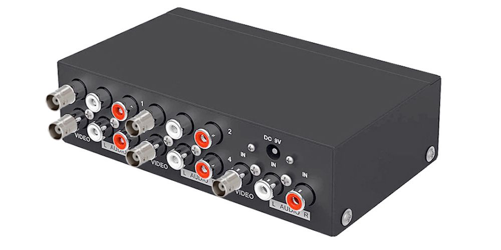 1 In 4 Out Composite BNC RCA Video Audio Splitter