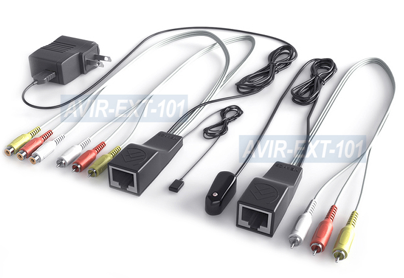 3-In-1 Composite RCA Video Audio IR Extender Over Cat5 Cat5E Cat6 Cable