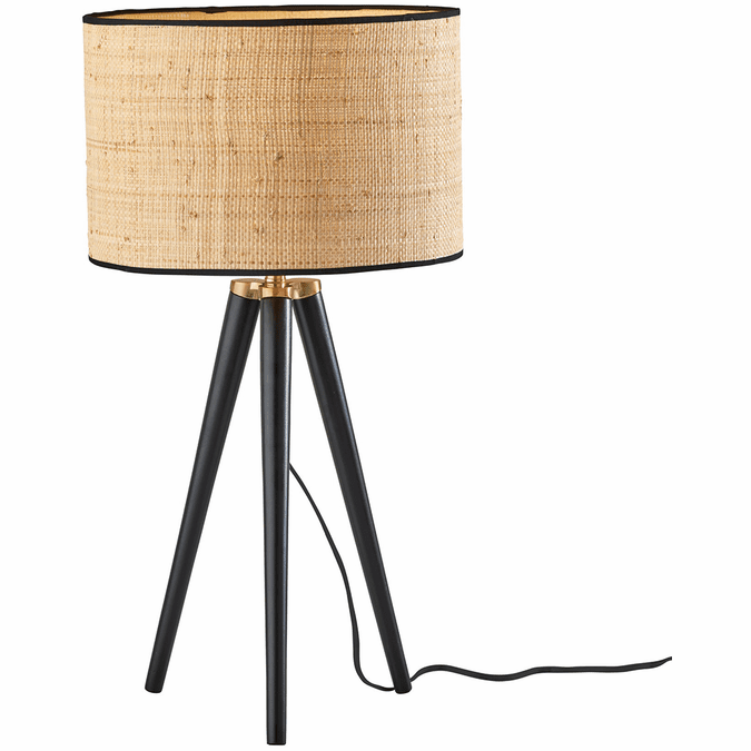Adesso 3768-01 Jackson Modern Black Wood and Antique Brass Table Lamp ...