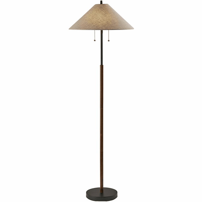 Adesso 5184-15 Palmer Black and Walnut Wood Light Floor Lamp - ADE-5184-15