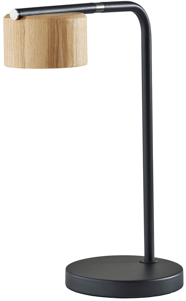 Adesso 6106-01 Roman Modern Black and Natural Wood Reading Light - ADE ...