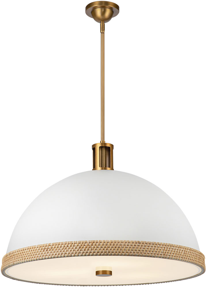 Alora PD331024MWVB Doral Modern Matte White / Vintage Brass Drop ...