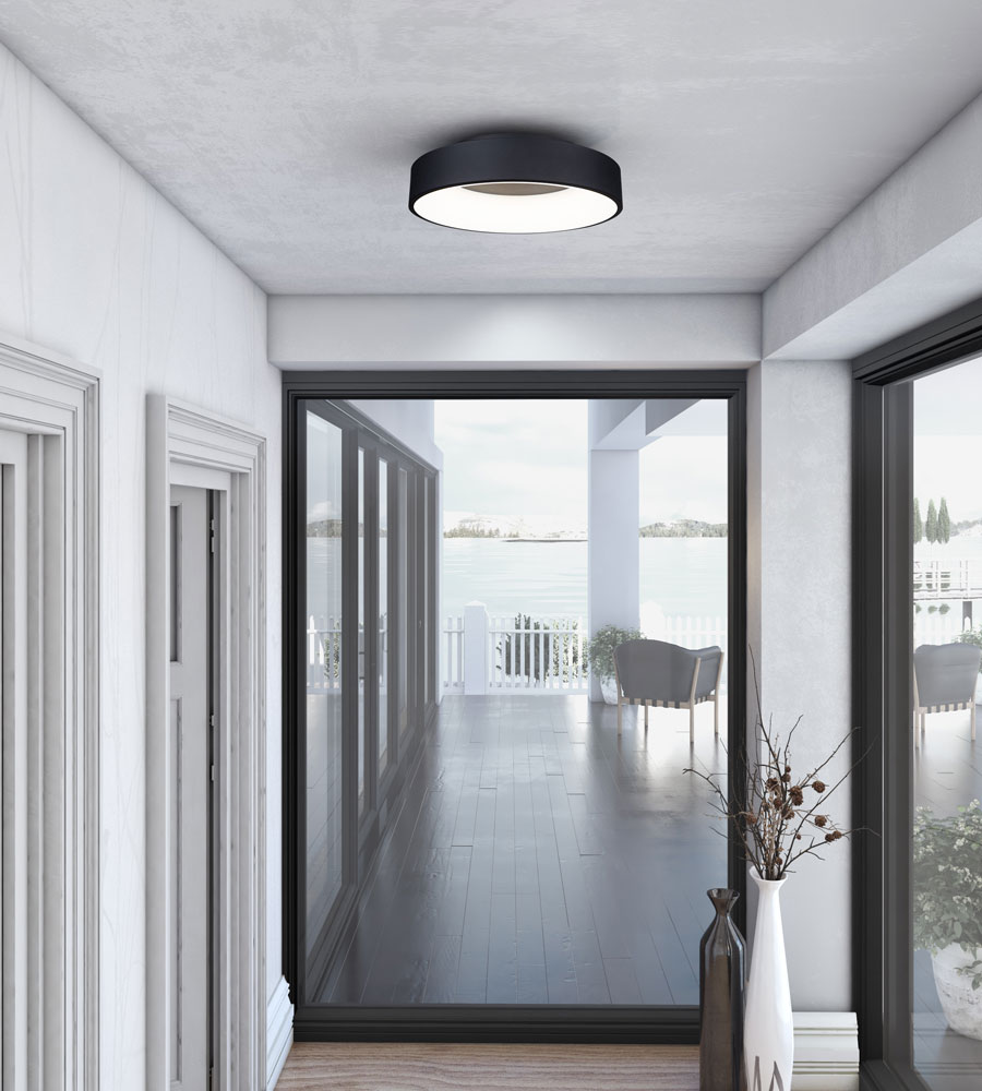 Artcraft BT2010BK Lazio Contemporary Black LED Flush Mount Lighting ...