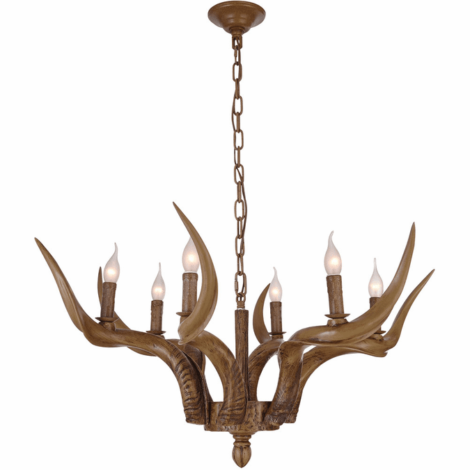 Bethel International YA26C35BR Modern Natural Horn Lighting Chandelier ...