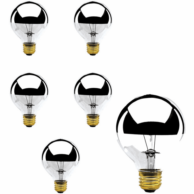 Bulbrite 862024 Modern G25 Half Mirror (pack of 6) Light Bulbs - BUL-862024