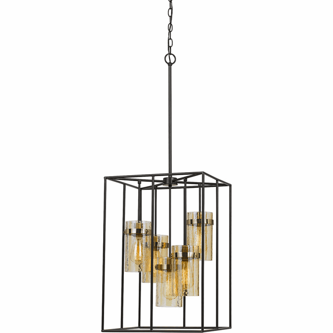 Cal FX-3680-5 Cremona Modern Black / Antique Brass Foyer Light Fixture ...