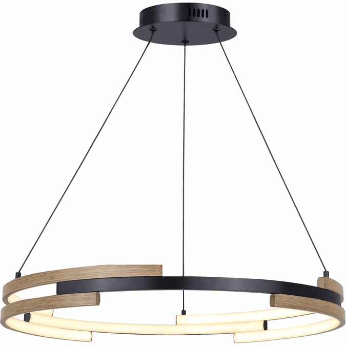 Canarm LCH283A24BKB Azria Modern Black / Brushed Brown LED Chandelier ...