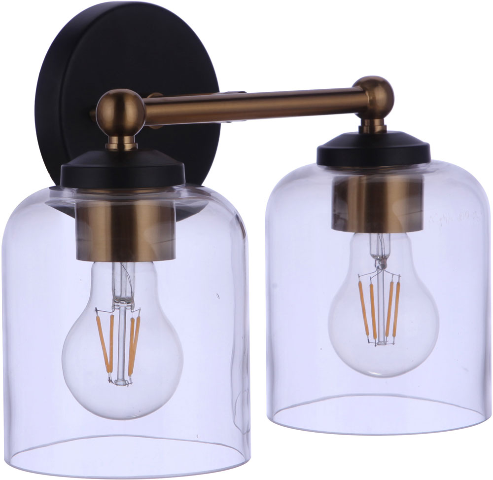 Craftmade 18712FBSB2 Coppa Modern Flat Black / Satin Brass 2-Light ...