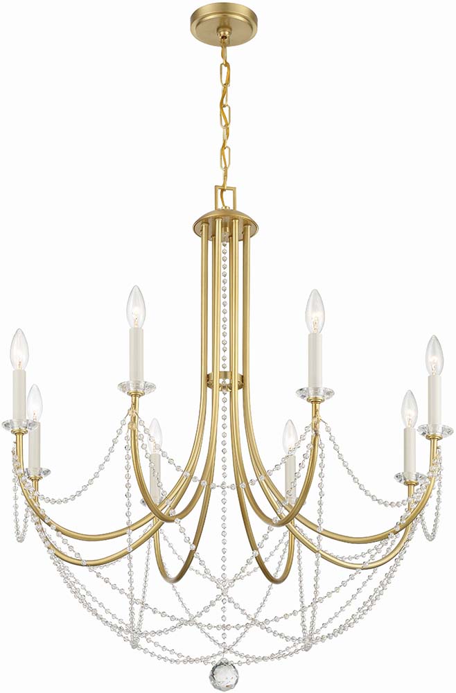 Crystorama DEL-90808-AG Delilah Crystal Aged Brass 31.5" Chandelier ...