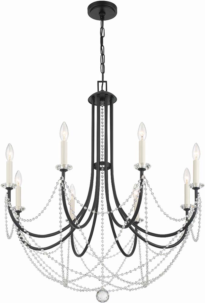 Crystorama DEL-90808-MK Delilah Crystal Matte Black 31.5" Chandelier ...