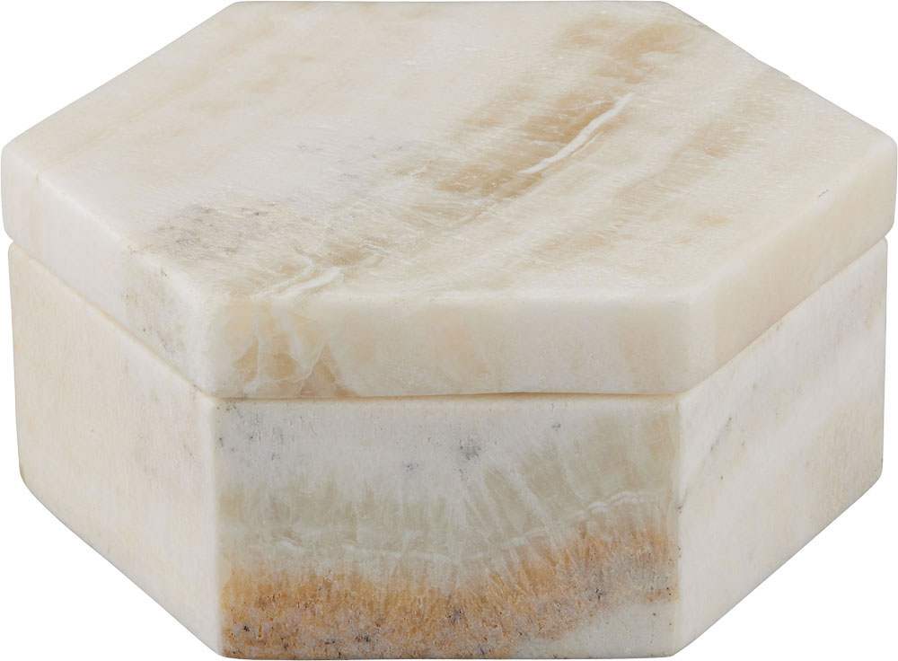 Currey & Company 1200-0801 Arco Contemporary Natural Onyx Hexagon Box ...