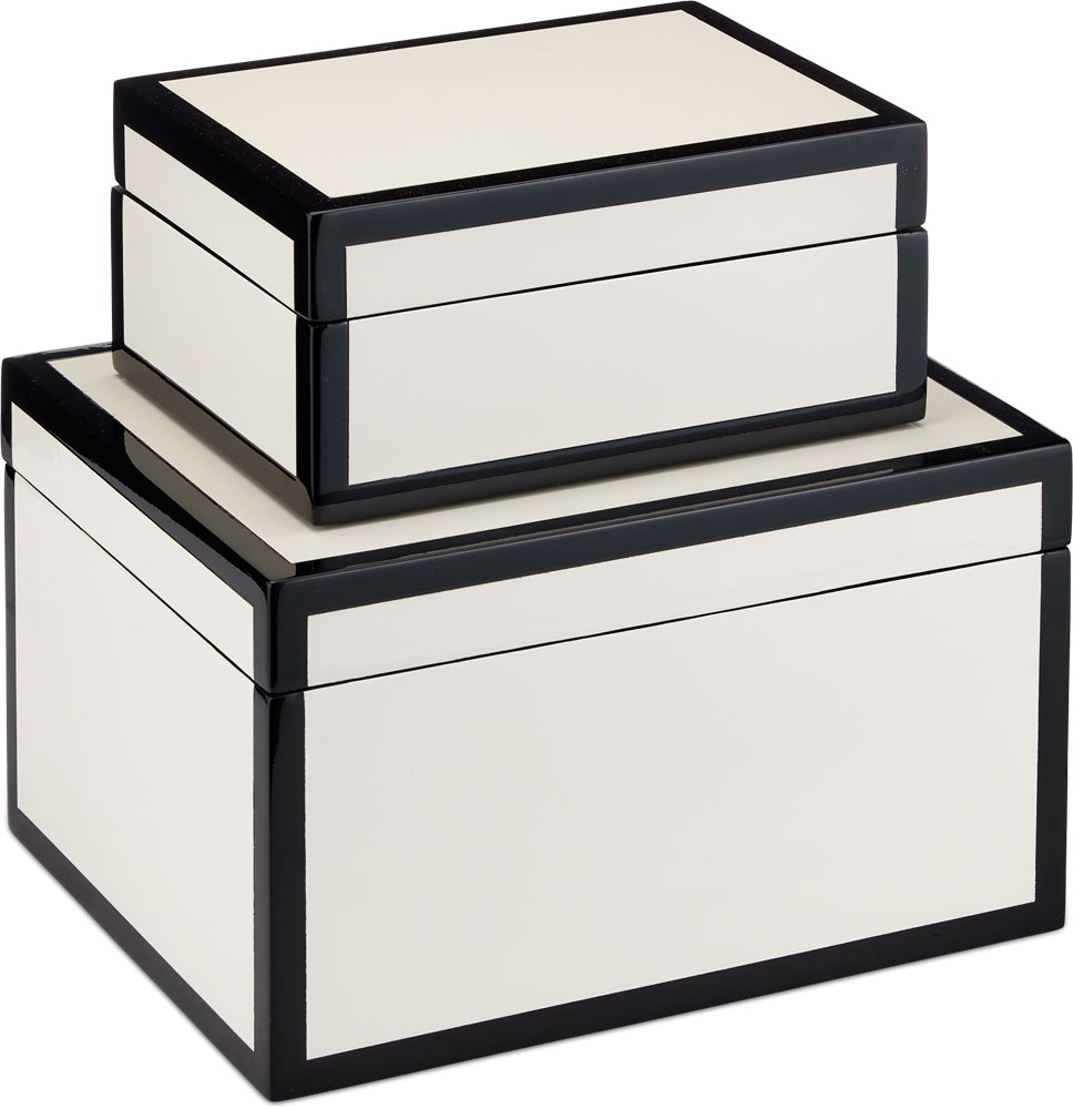 Currey & Company 1200-0972 Lacquer Contemporary Ivory / Black Lacquer ...