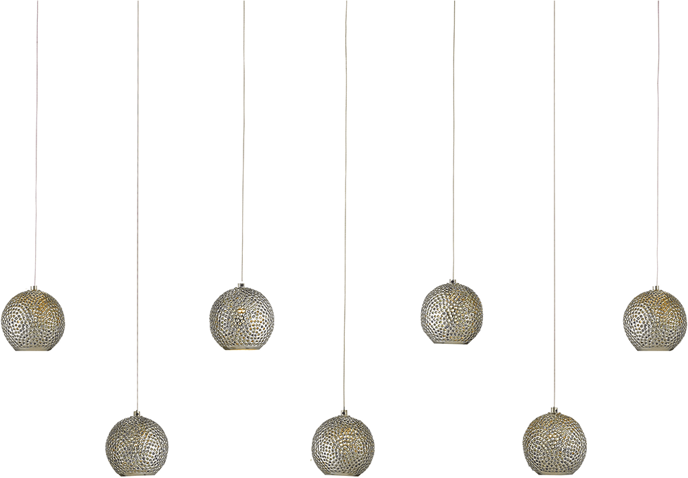 Currey & Company 9000-1056 Giro Modern Nickel / Blue / Silver Multi ...