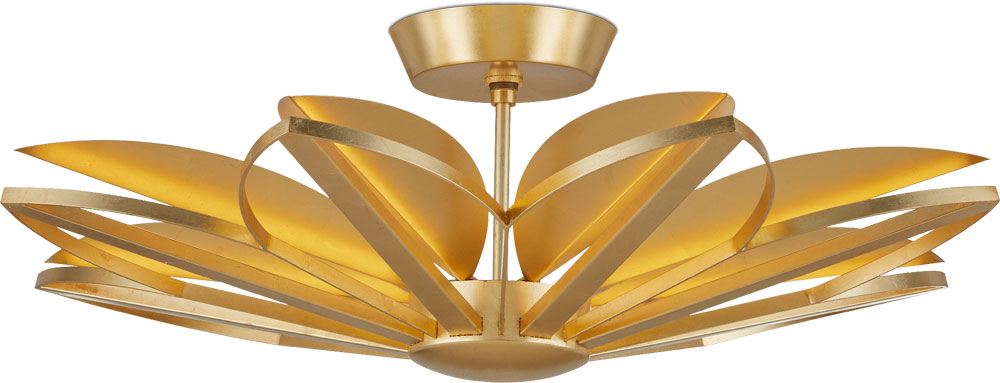 Currey & Company 9000-1194 Stewart Modern Gold Leaf LED Overhead ...