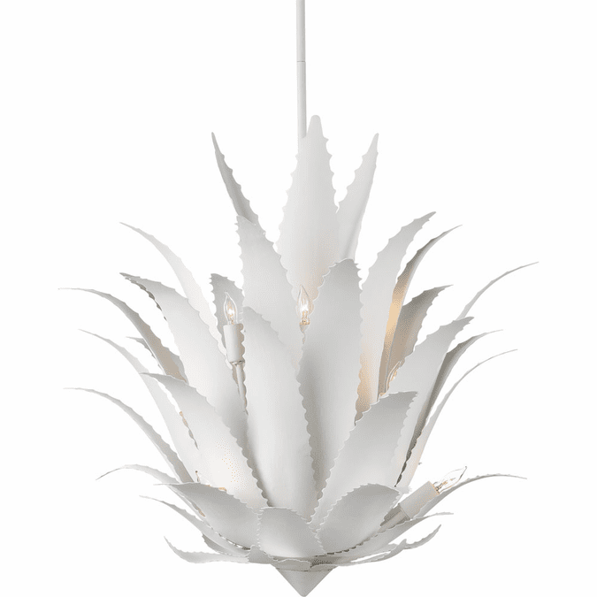 Currey & Company 9000-1263 Agave Modern Gesso White Pendant Lighting ...