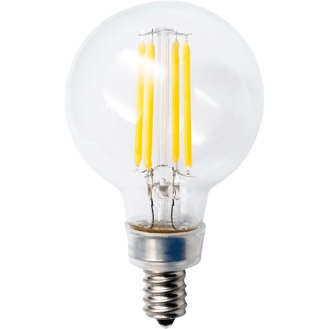 Cyber Tech LB60G16-D/WW/2PK Modern LED Clear G16 Globe Dimmable E12 ...