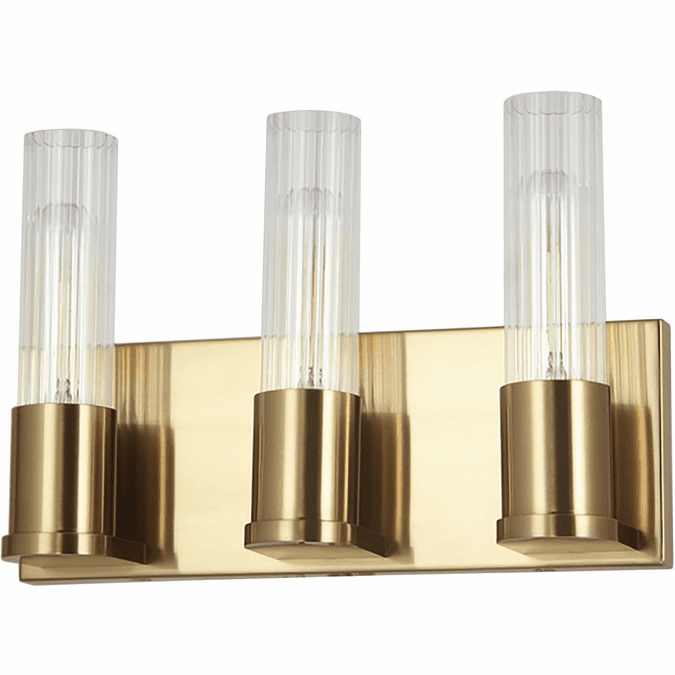 Dainolite TBE-123W-AGB Tube Modern Aged Brass / Clear 3-Light Bathroom ...
