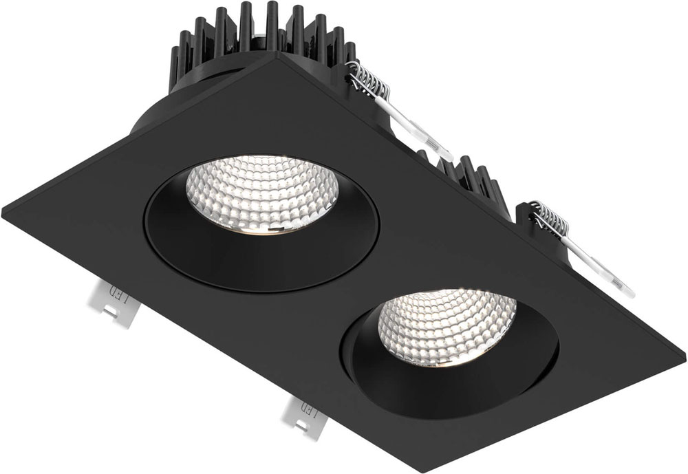 DALS Lighting GBR35-CC-DUO-BK Revolve Modern LED Double 3.5" Recessed ...